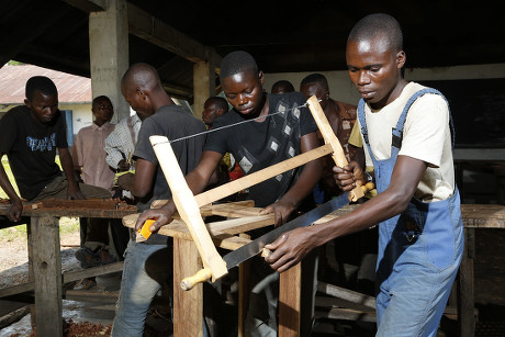 Apprentices Sawing Wood Carpentry Joinery Workshop Editorial Stock ...