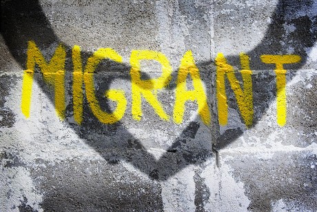 Graffiti On Migration Heart Refugees Welcome Editorial Stock Photo ...