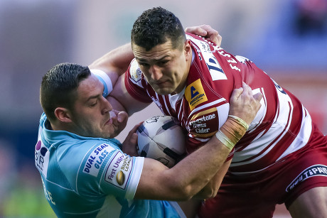 Wigans Ben Flower Tackled By Huddersfields Editorial Stock Photo ...