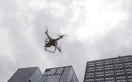 Drone presentation at the DJI factory headquarters, Shenzhen, China ...