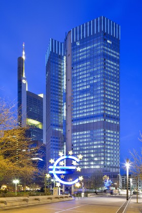Eurotower Office Tower Dusk Frankfurt Hesse Editorial Stock Photo ...