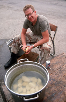 Us Coast Guardsman Peels Potatoes Old Editorial Stock Photo - Stock ...