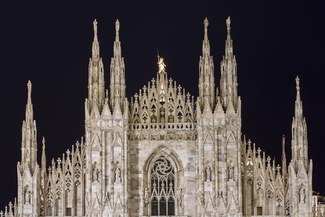 Gable Milan Cathedral Night Piazza Del Editorial Stock Photo - Stock ...
