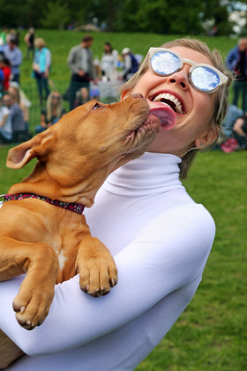 Rachel Riley judging All Dogs Matter Dog Show, Hampstead Heath, London ...
