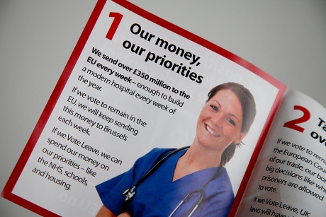 Vote Leave EU campaign leaflet, London, Britain - 22 May 2016 Stock ...