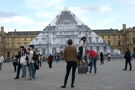Louvre Museum Covered By Jr Installation Editorial Stock Photo - Stock ...