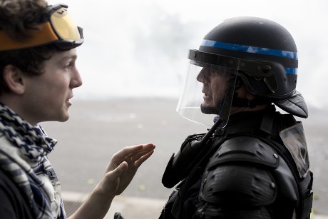 Protestor Faces Riot Police Officer During Editorial Stock Photo ...