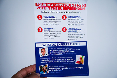 Vote Remain Campaign Leaflet By Labour Editorial Stock Photo - Stock ...