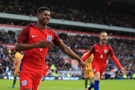 Marcus Rashford England Celebrates After Scoring Editorial Stock Photo ...