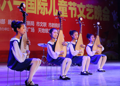 Chinese Children Playing Lute Instrument On Editorial Stock Photo ...