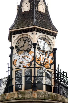 Graffiti On Clock Near Brixton Station Editorial Stock Photo - Stock ...