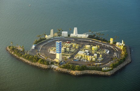 Oil Island Off Long Beach White Editorial Stock Photo - Stock Image ...
