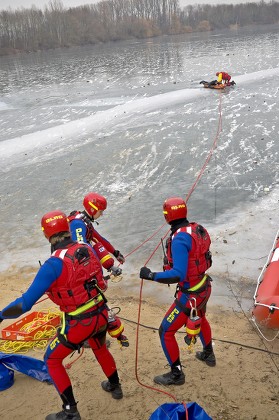 Water Rescue Team Practicing On Frozen Editorial Stock Photo - Stock ...