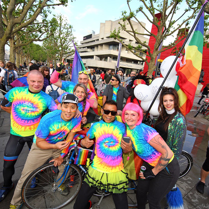 Cyclists Rainbow Flags Join Ride Pride Editorial Stock Photo - Stock ...