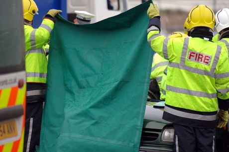 Members Emergency Services Scene Car Crash Editorial Stock Photo ...