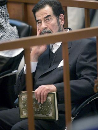 Saddam Hussein Sitting Court Holding Copy Editorial Stock Photo - Stock ...