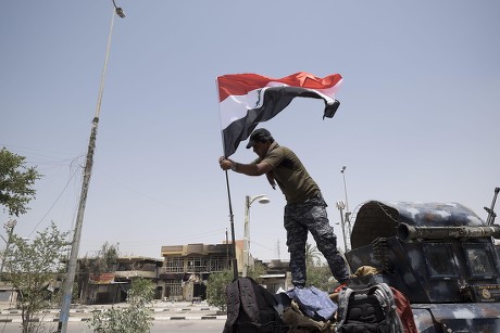 Iraqi Soldier Puts Iraqi Flag On Editorial Stock Photo - Stock Image ...