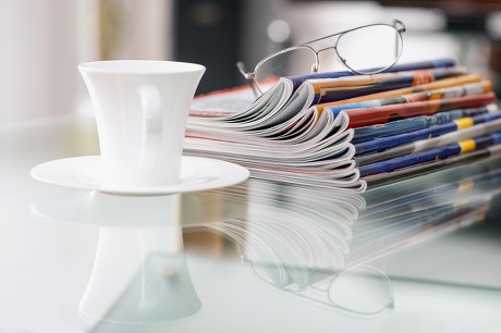 Still Life Magazines Coffee Cup Pair Editorial Stock Photo - Stock ...