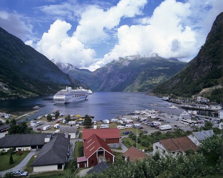 Cruise Ship Anchor Port Geiranger Geirangerfjord Editorial Stock Photo ...