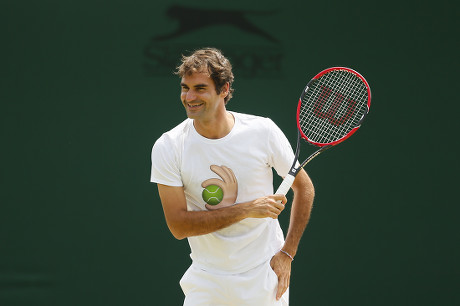 Roger Federer Practices On Outside Court Editorial Stock Photo - Stock ...