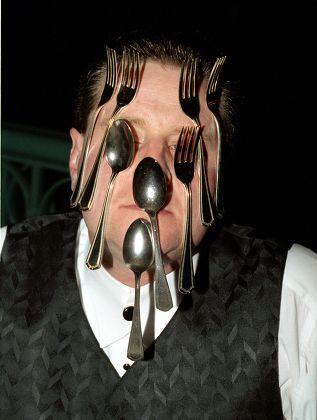 Man Cutlery Stuck His Face Editorial Stock Photo - Stock Image ...