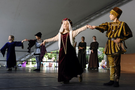 Children Medieval Costumes Dance During Days Editorial Stock Photo ...