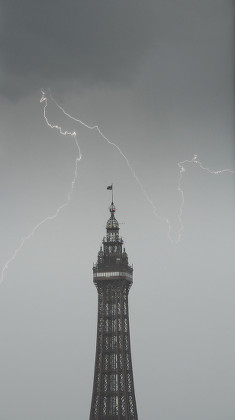 Lightning Behind Blackpool Tower Editorial Stock Photo - Stock Image ...
