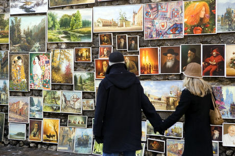 Artists Selling Their Works Outside City Editorial Stock Photo - Stock ...
