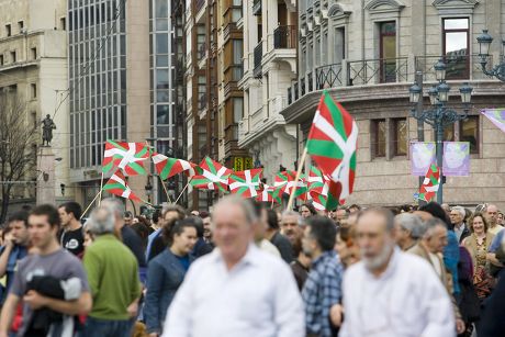 Basque Flags Feature Prominently Separatist Demonstration Editorial ...