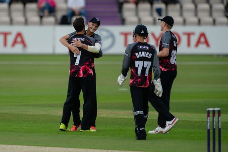 Somerset Celebrate Wicket Jake Goodwin During Editorial Stock Photo ...
