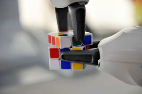 Robot Completing Rubiks Cube Editorial Stock Photo - Stock Image ...