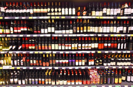 Beverage Section Red Wine Shelves Selfservice Editorial Stock Photo ...