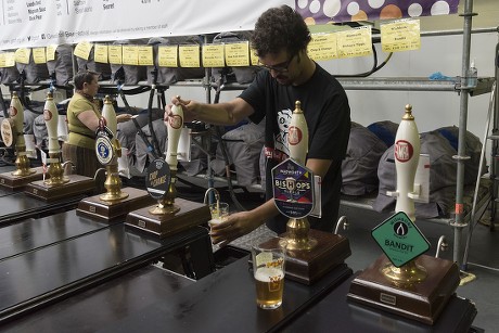 Beer Stall Staff Pulling Pint Beer Editorial Stock Photo - Stock Image ...