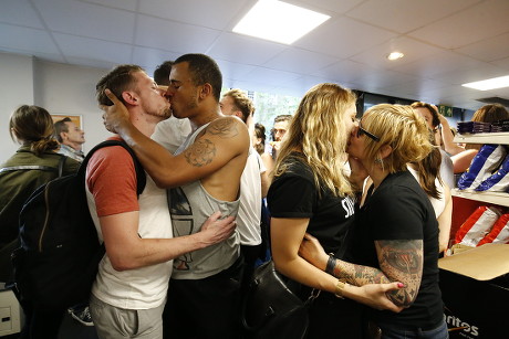 Sainsbury's kiss-in protest, London, UK - 13 Aug 2016 Stock Pictures ...