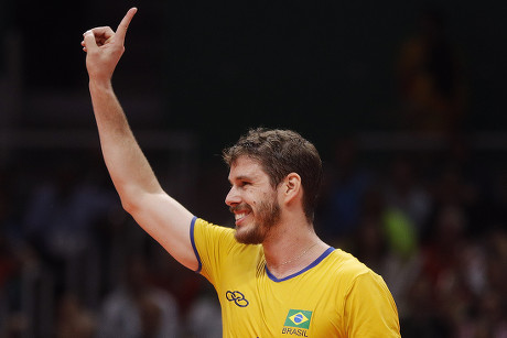 Brazils Bruno Rezende Celebrates Point Against Editorial Stock Photo ...