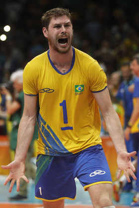 Brazils Bruno Rezende Celebrates Win After Editorial Stock Photo ...