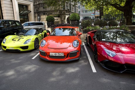 Matching Blue Supercars Outside Dorchester Hotel Editorial Stock Photo ...