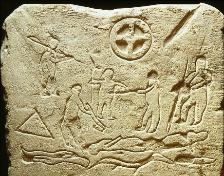 Novilara Stele Relief Warriors Fighting Sandstone Editorial Stock Photo ...