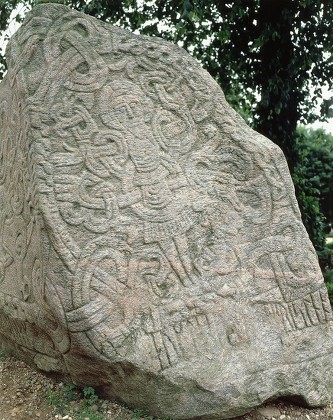Christ Basrelief On Runic Stone Jelling Editorial Stock Photo - Stock ...