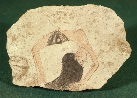 Painted Limestone Fragment Ostracon Depicting Female Editorial Stock ...