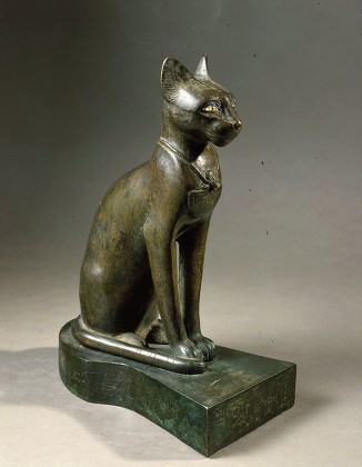 Cat Bronze Gold Inscription Mentioning Psammetichus Editorial Stock ...
