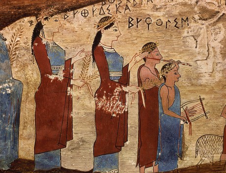Musicians Sacrificial Procession Pitsa Tablet Painted Editorial Stock ...