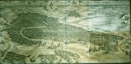 Map Birds Eye View Venice Engraving Editorial Stock Photo - Stock Image ...