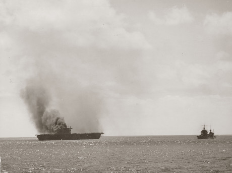 Sinking Aircraft Carrier Uss Yorktown Battle Editorial Stock Photo ...