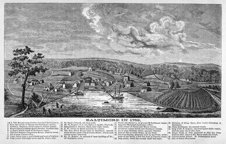 Overview Baltimore Maryland Appeared 1752 Illustration Editorial Stock ...