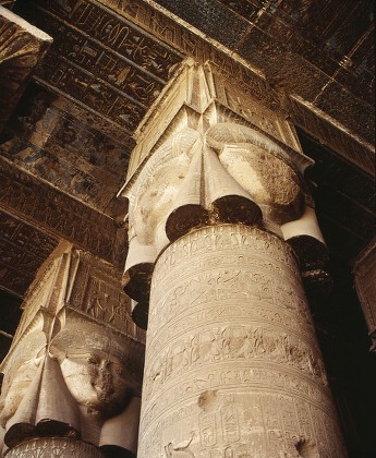 Hypostyle Hall Hathoric Columns Skyfrescoed Ceiling Editorial Stock ...