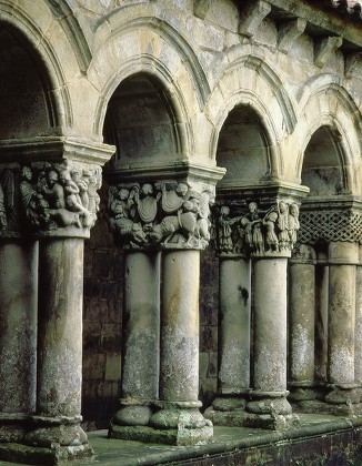 Double Pillared Colonnade Carved Capitals Cloister Editorial Stock ...