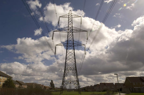 Electricity Pylons Towering Over Newly Built Editorial Stock Photo ...