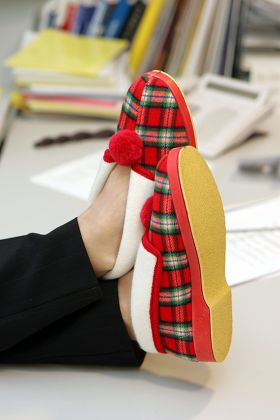 Model Released Woman Wearing Slippers Office Editorial Stock Photo ...