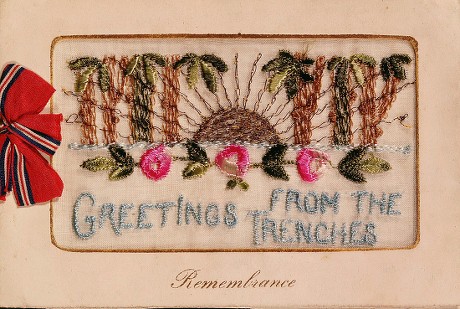 Greetings Trenches Wwi Embroidered Silk Remembrance Editorial Stock Photo - Stock Image ...